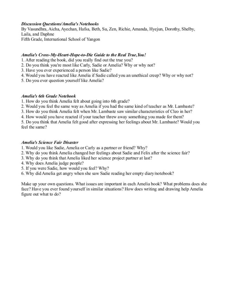 Amelia Discussion Guide · Marissa Moss