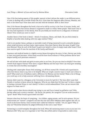 Last Things Discussion Guide · Marissa Moss